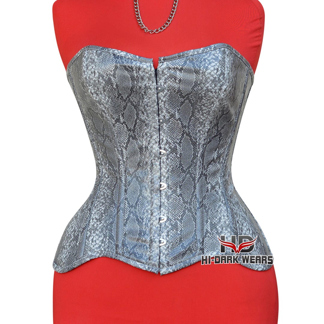 Snake Print Faux Leather Corset Dress: Steel Boned Overbust, Custom Fit ...