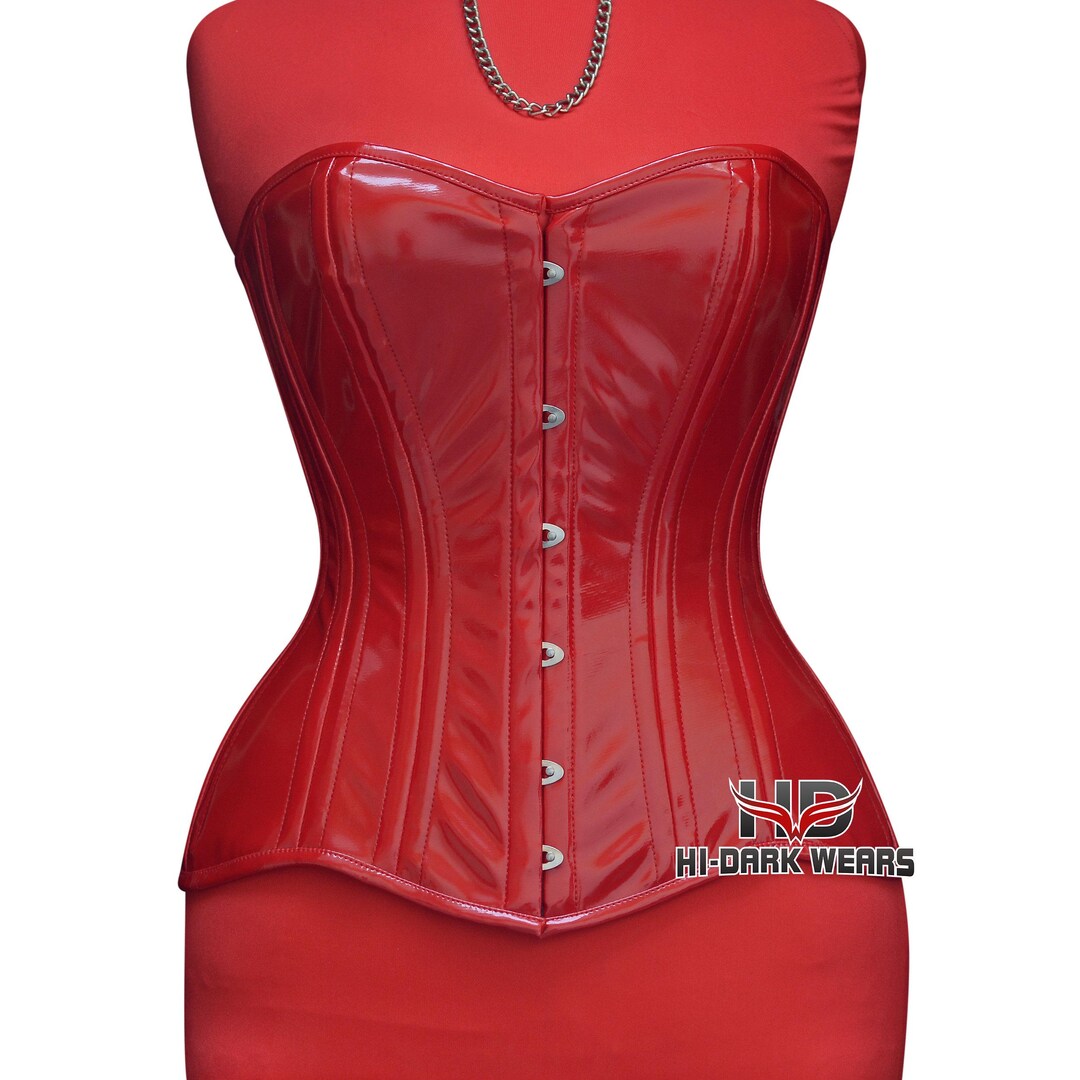 Red & Black PVC Overbust Corset: Steel Boned Waist Trainer - Etsy Australia