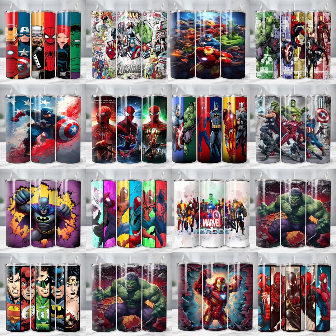 Superhero Tumbler Wrap Bundle: Game & Movie Characters (digital ...
