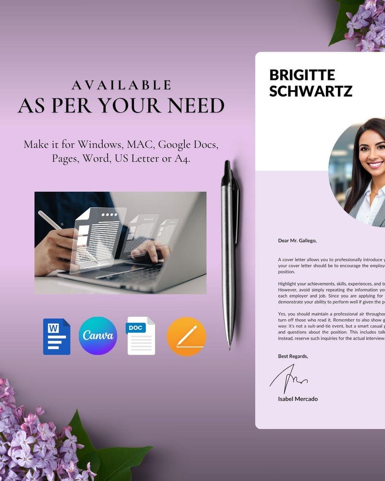 Modern Resume Template With Photo, 2026 Professional CV for Mac Pages ...