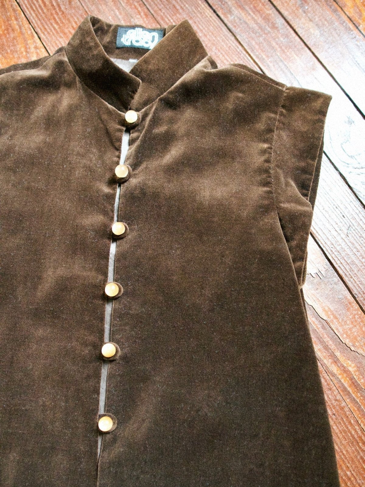 Vintage 70's Walnut Plush Velvet Velour Brown High Neck - Etsy