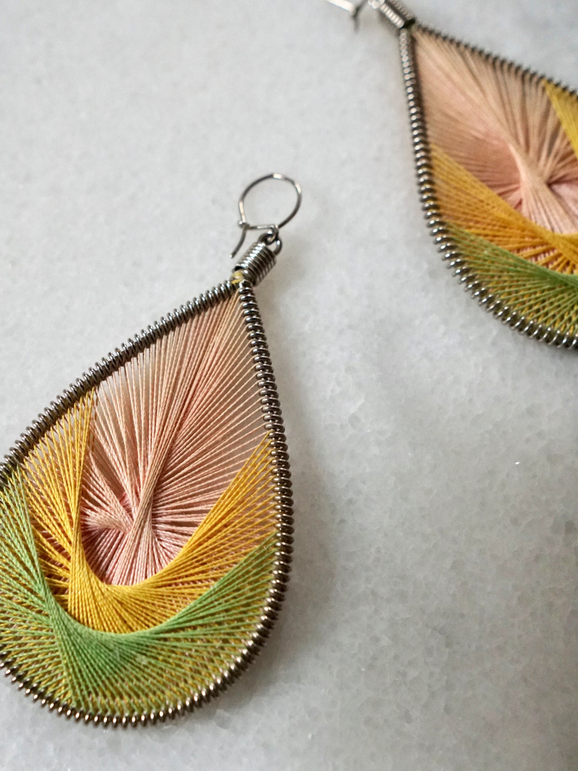 Handmade Pastel Spirograph Fiber Art String Thread Woven Fabric ...