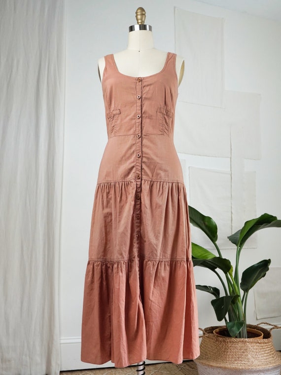 Vintage 70's Foxy Lady Dusty Rose Tiered Cottagecore … - Gem