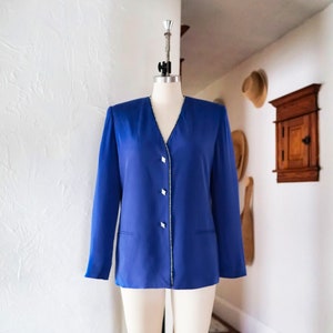 Vintage 80's Cobalt Blue Silk Crystal Jacket Sparkle Rhinestone Trim ...