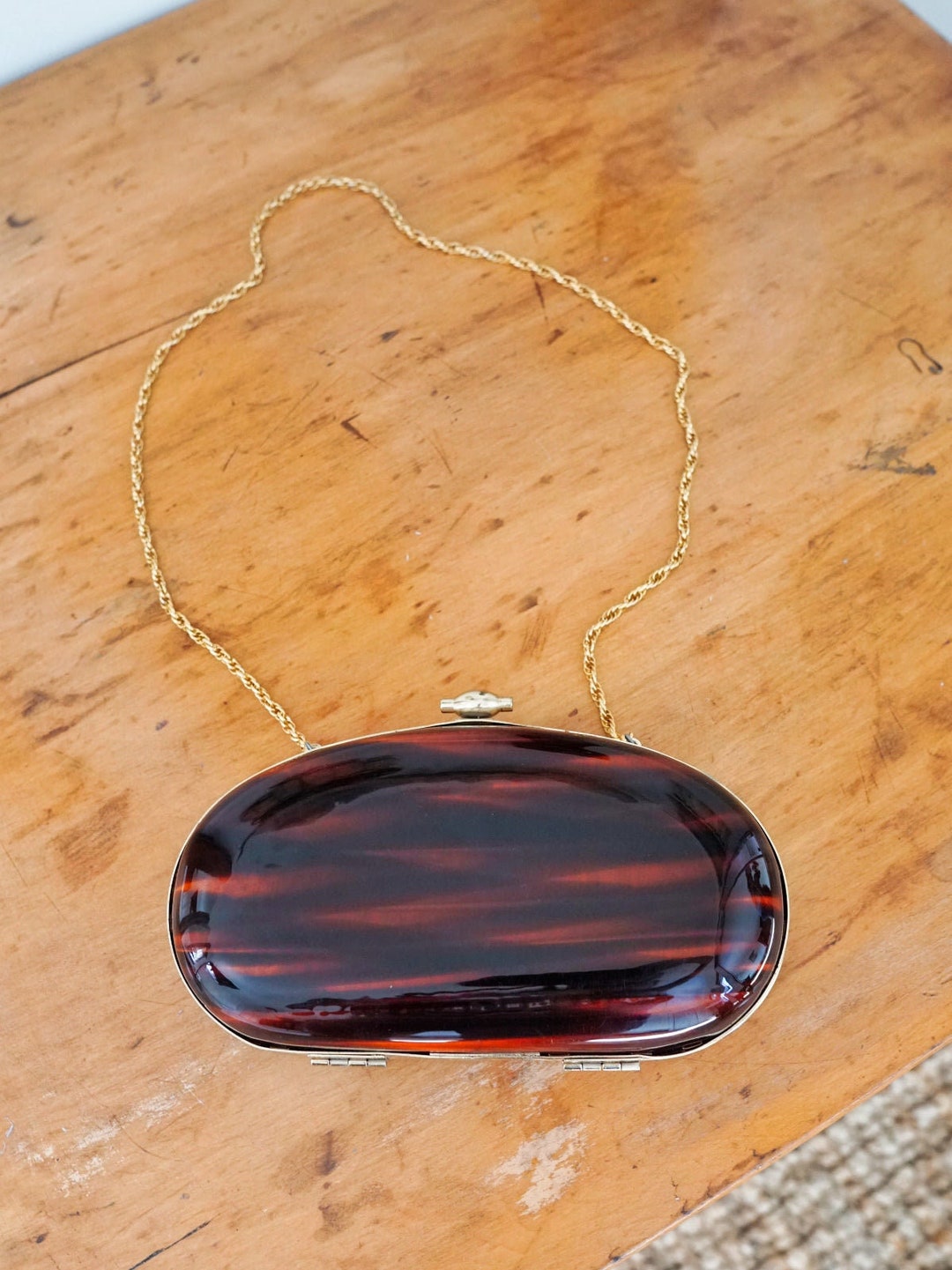 Vintage 70's Brown Faux Tortoise Gold Hardware Hard Shell - Etsy