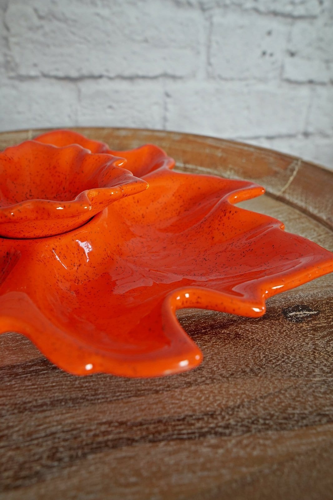 Vintage 60's Ceramic Autumn Leaf Pumpkin Orange Snack Bowl Hostess ...