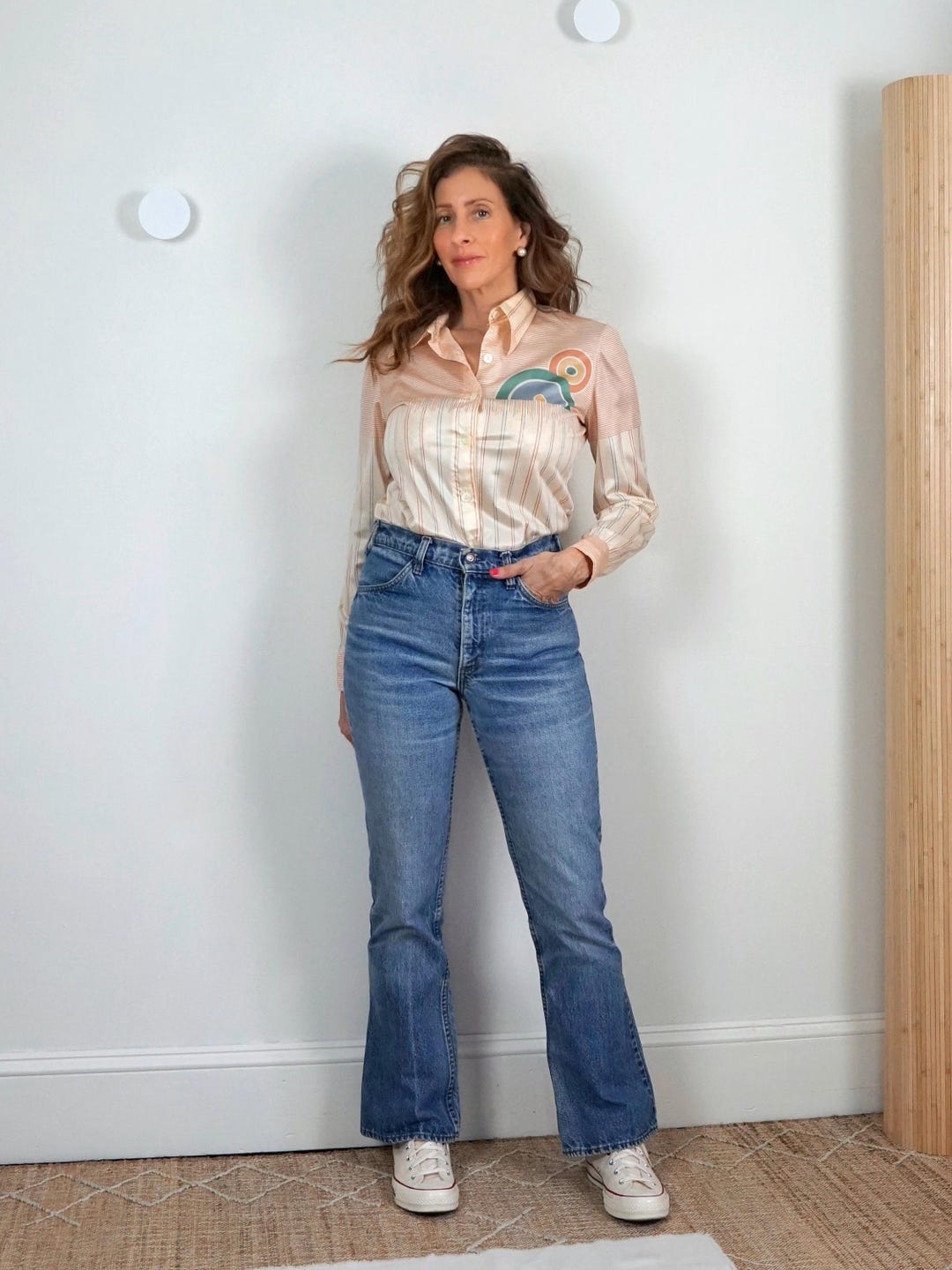 Vintage 70's Jones New York Nylon Dagger Collar Top Graphic Retro ...