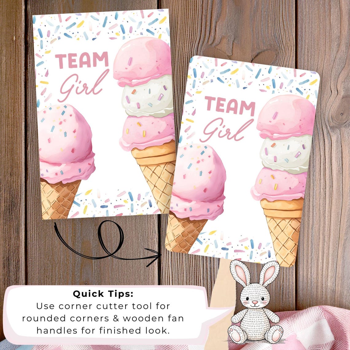 Ice Cream Gender Reveal Voting Cards: Team Boy or Girl (printable ...