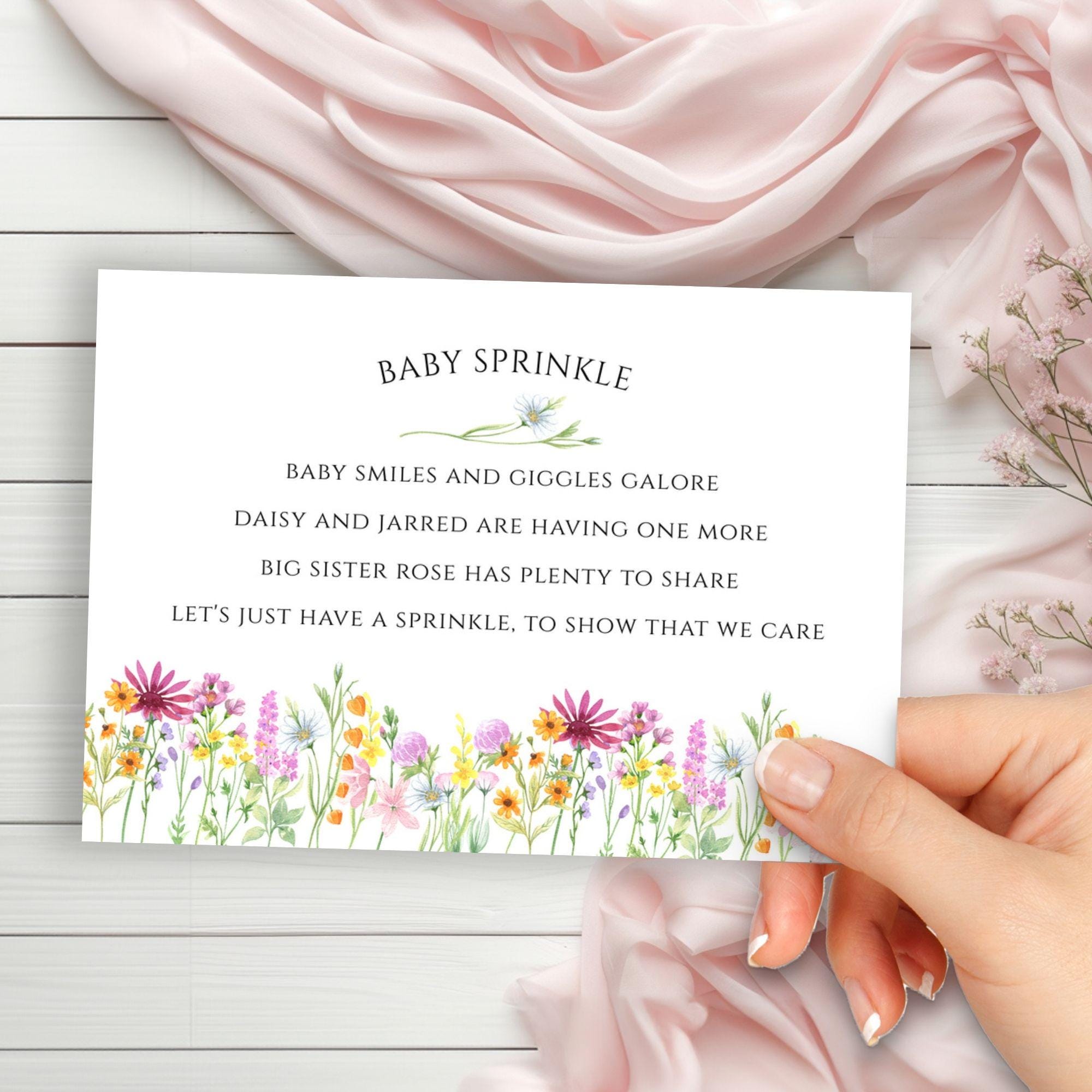 Wildflower Baby Sprinkle Poem Card: No Gifts Needed (printable Corjl ...