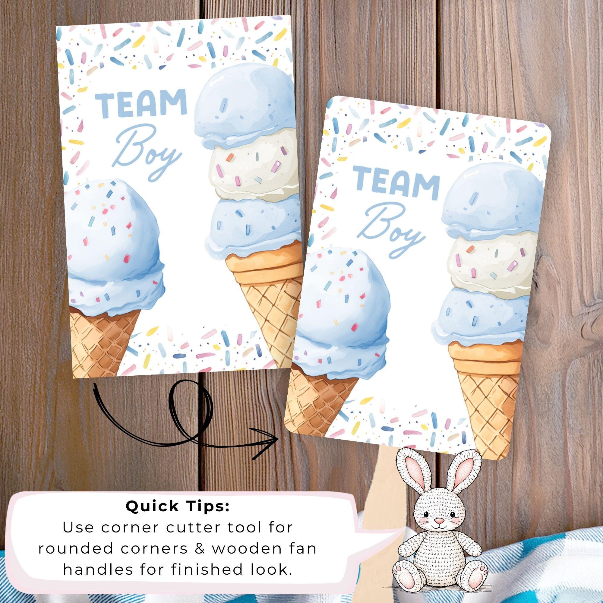 Ice Cream Gender Reveal Voting Cards: Team Boy or Girl (printable ...