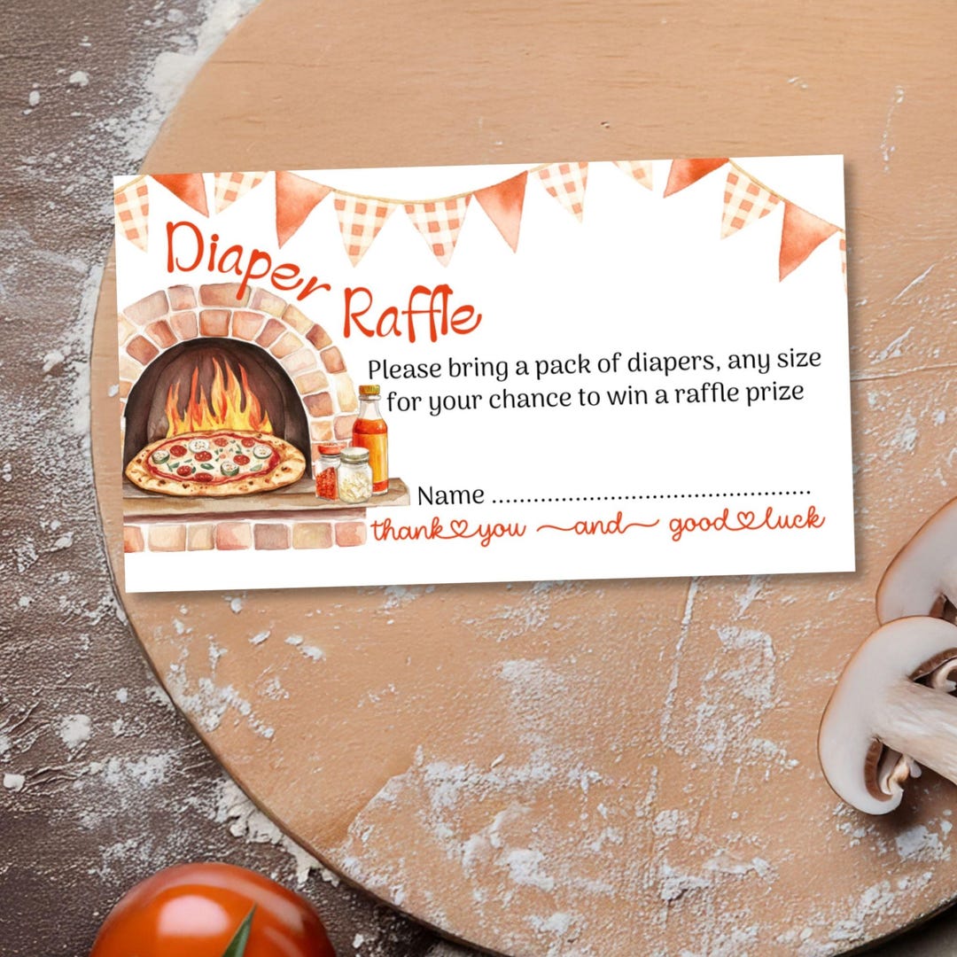 Diaper Raffle Ticket Pizza Baby Shower, Slice Slice Baby Game Card ...