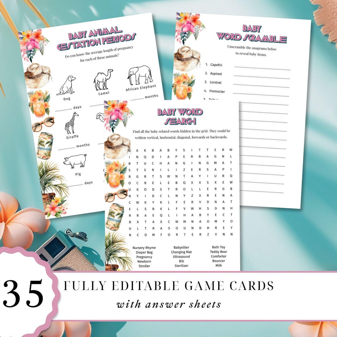 Splish Splash Baby Shower Games Bundle: 35 Printable Pool Party ...