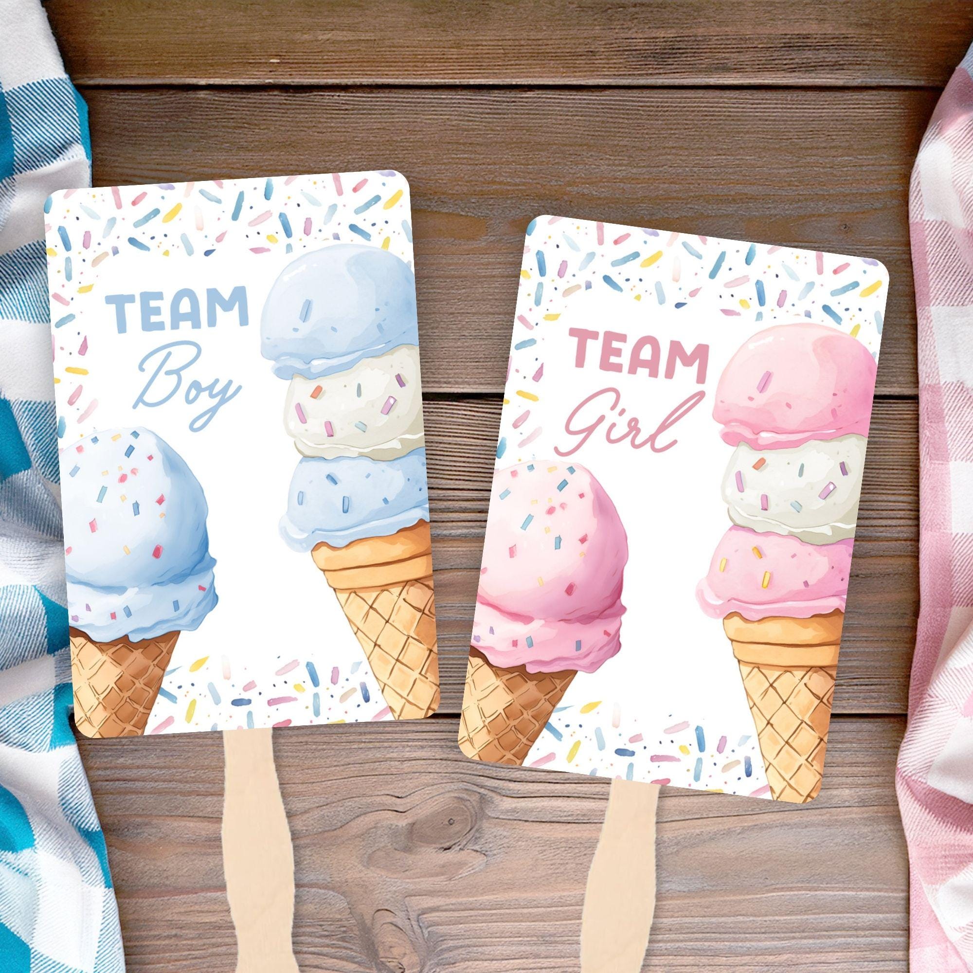 Ice Cream Gender Reveal Voting Cards: Team Boy or Girl (printable ...