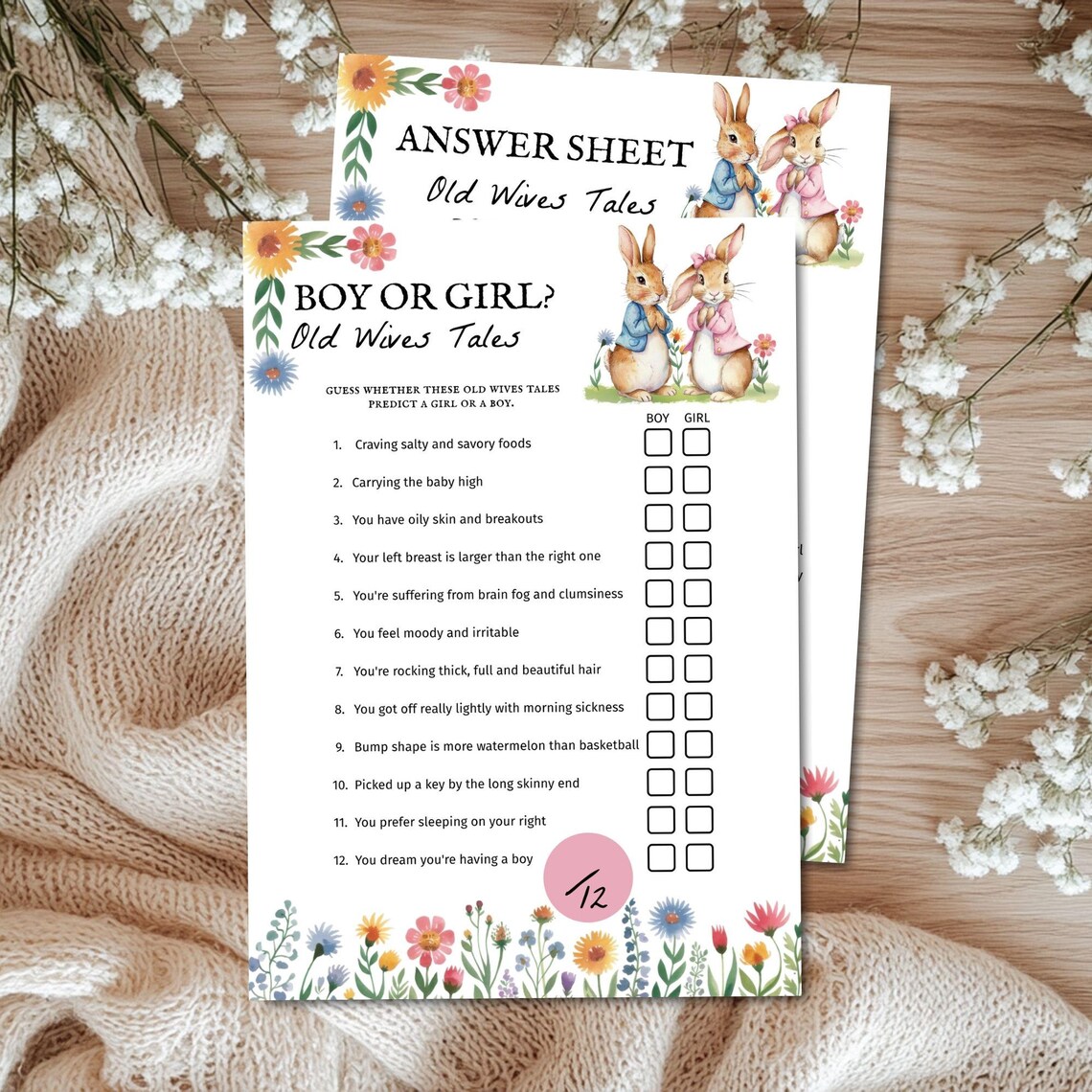 Peter Rabbit Gender Reveal Games: Bunny Baby Shower Game Bundle ...