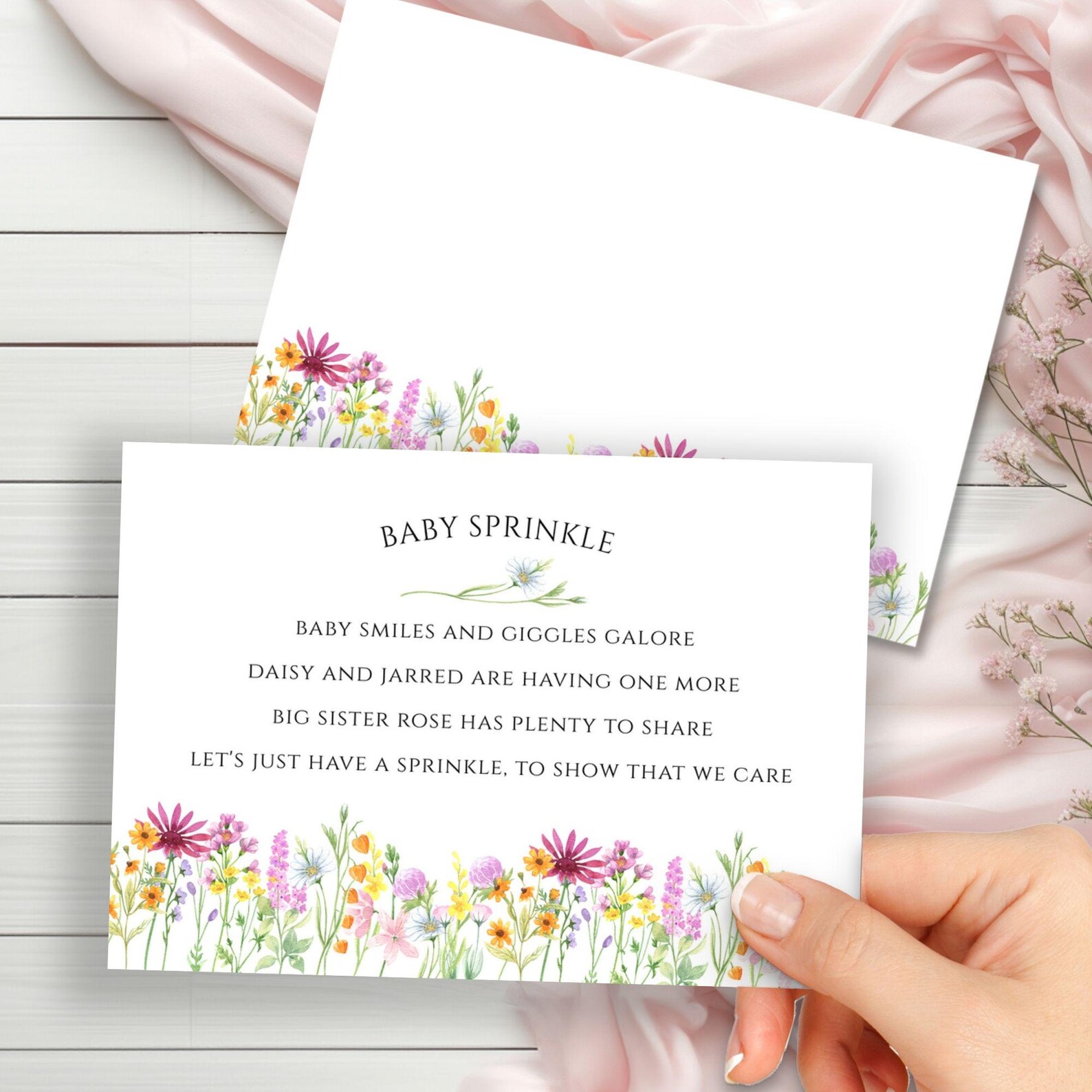 Wildflower Baby Sprinkle Poem Card: No Gifts Needed (printable Corjl ...