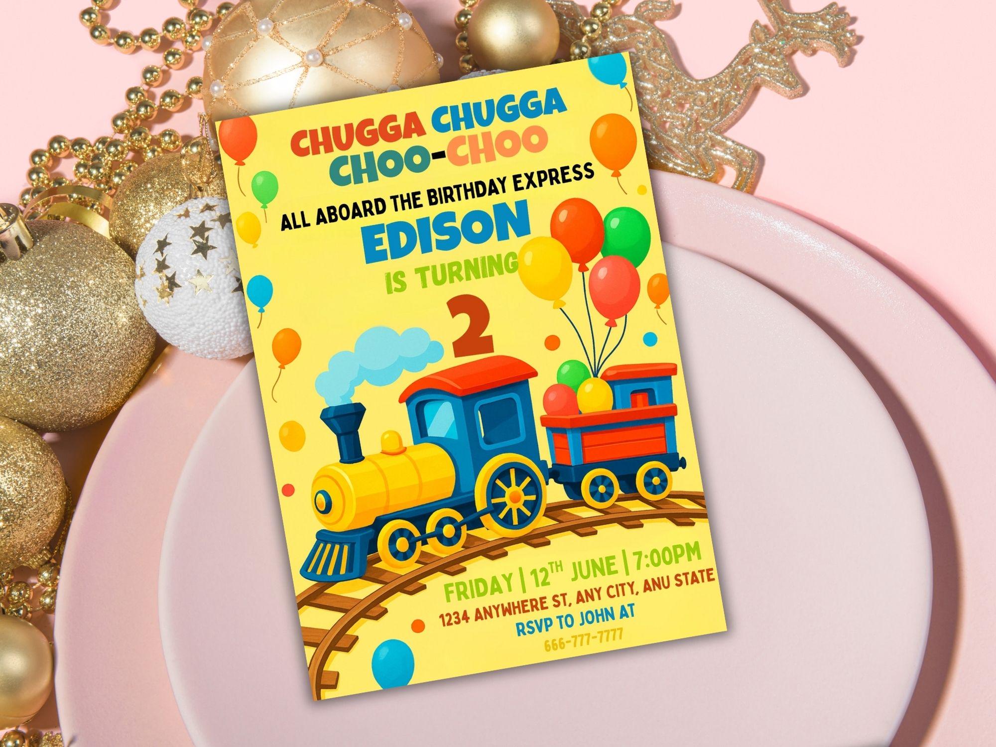 Editable Train Birthday Invitation Template, Toy Train Invitation ...