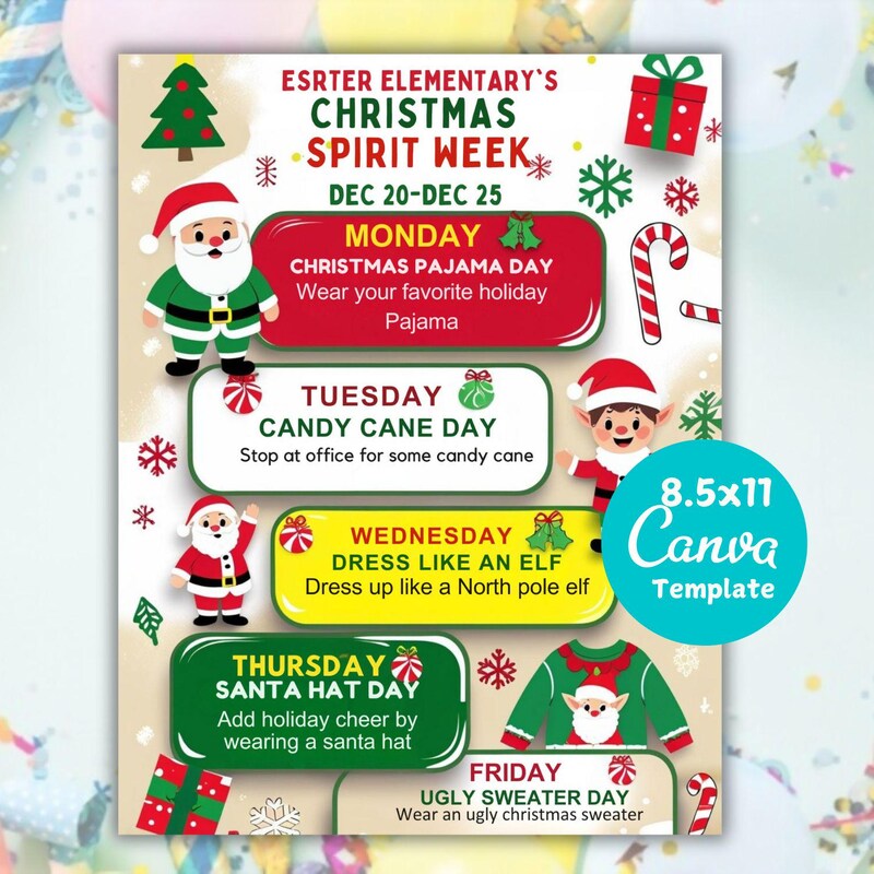 Holiday Spirit Week Flyer - Etsy