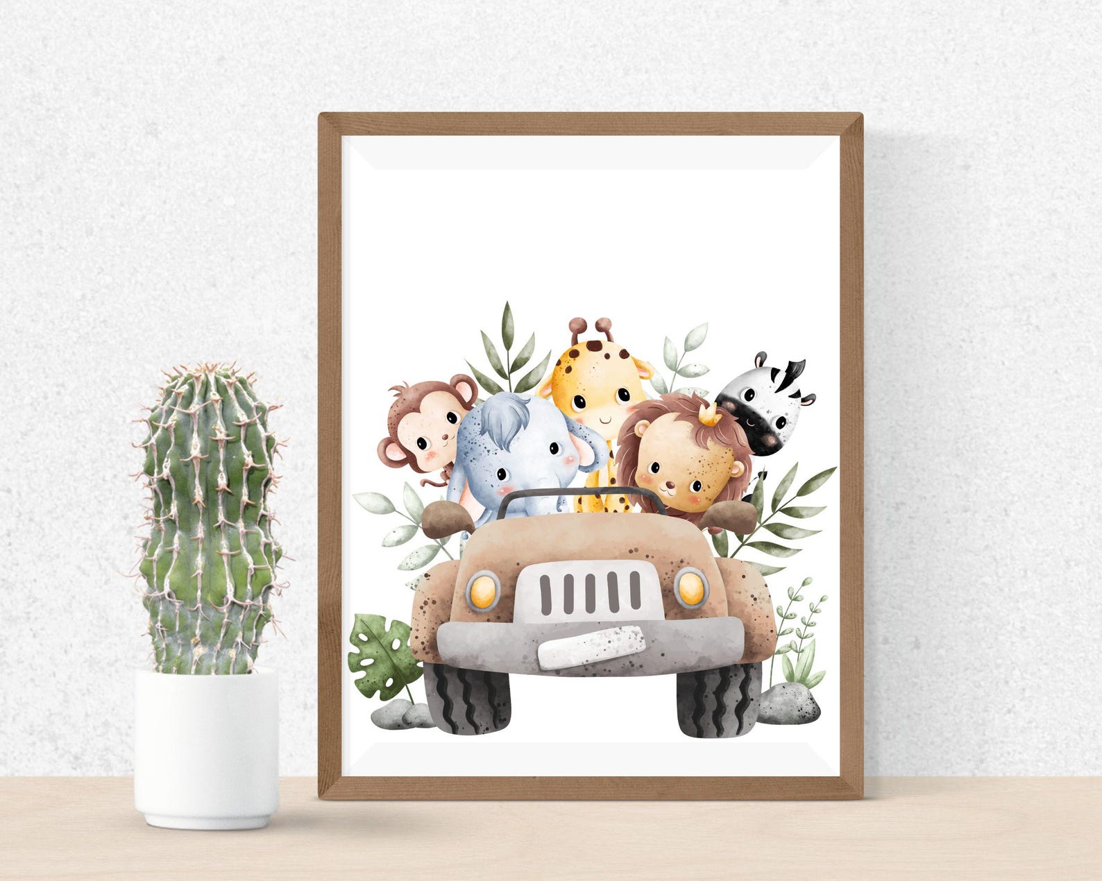 Watercolor Safari Animals Clipart: Baby Shower PNG, JPG (digital ...