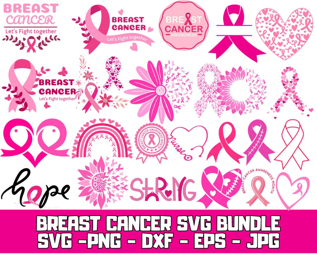 Cancer Awareness Ribbon SVG Bundle: Cricut Cut File, Clipart (instant ...