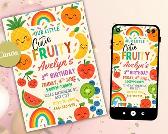 Fruit Birthday Invitation | Twotti Fruity Invite| One in a Melon Party ...