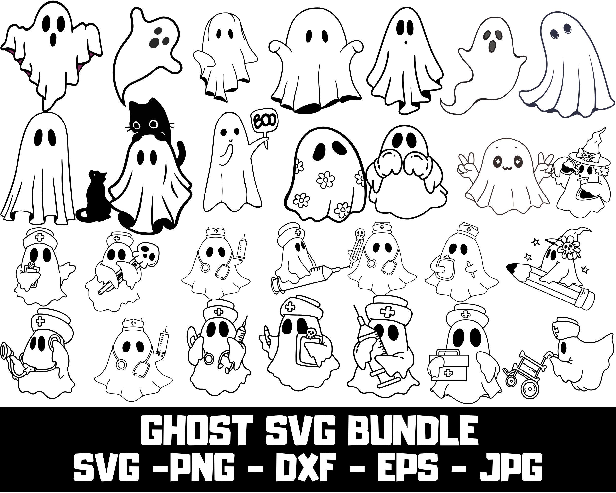 Ghost Bundle Svg, Ghost Svg, Halloween Svg, Cute Ghost Svg, Ghost ...