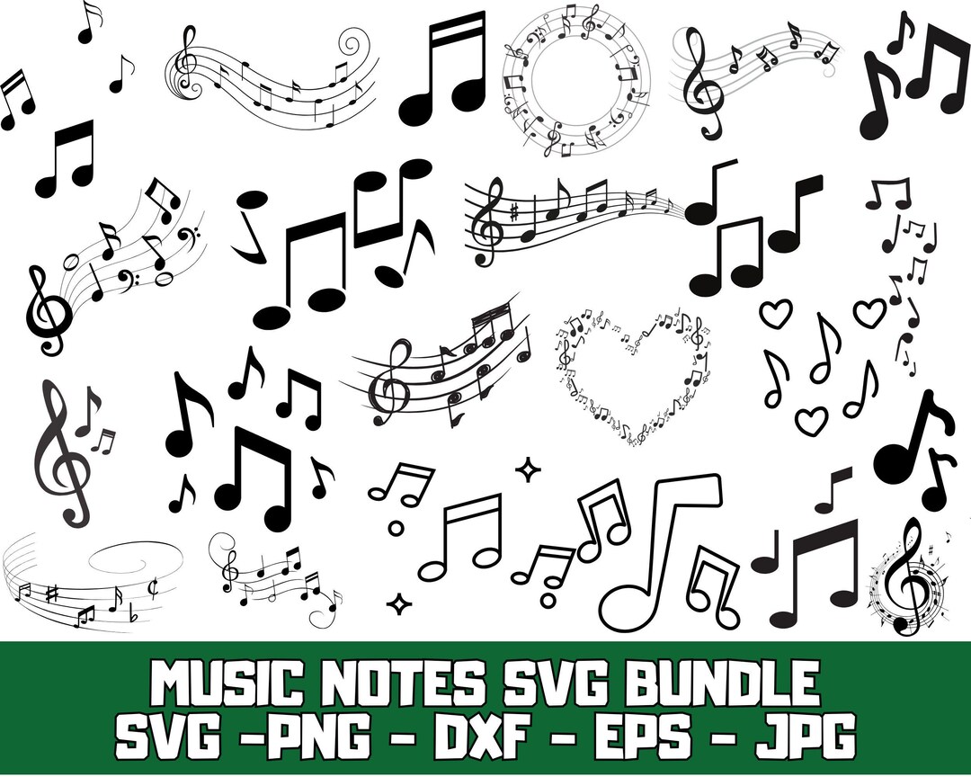 Music Notes SVG Bundle: Cricut Cut Files, Clipart (digital Download - Etsy