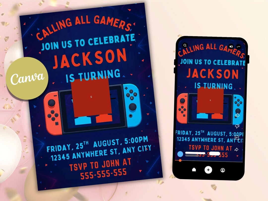 Editable Video Game Birthday Invitation, Video Game Invite Template ...