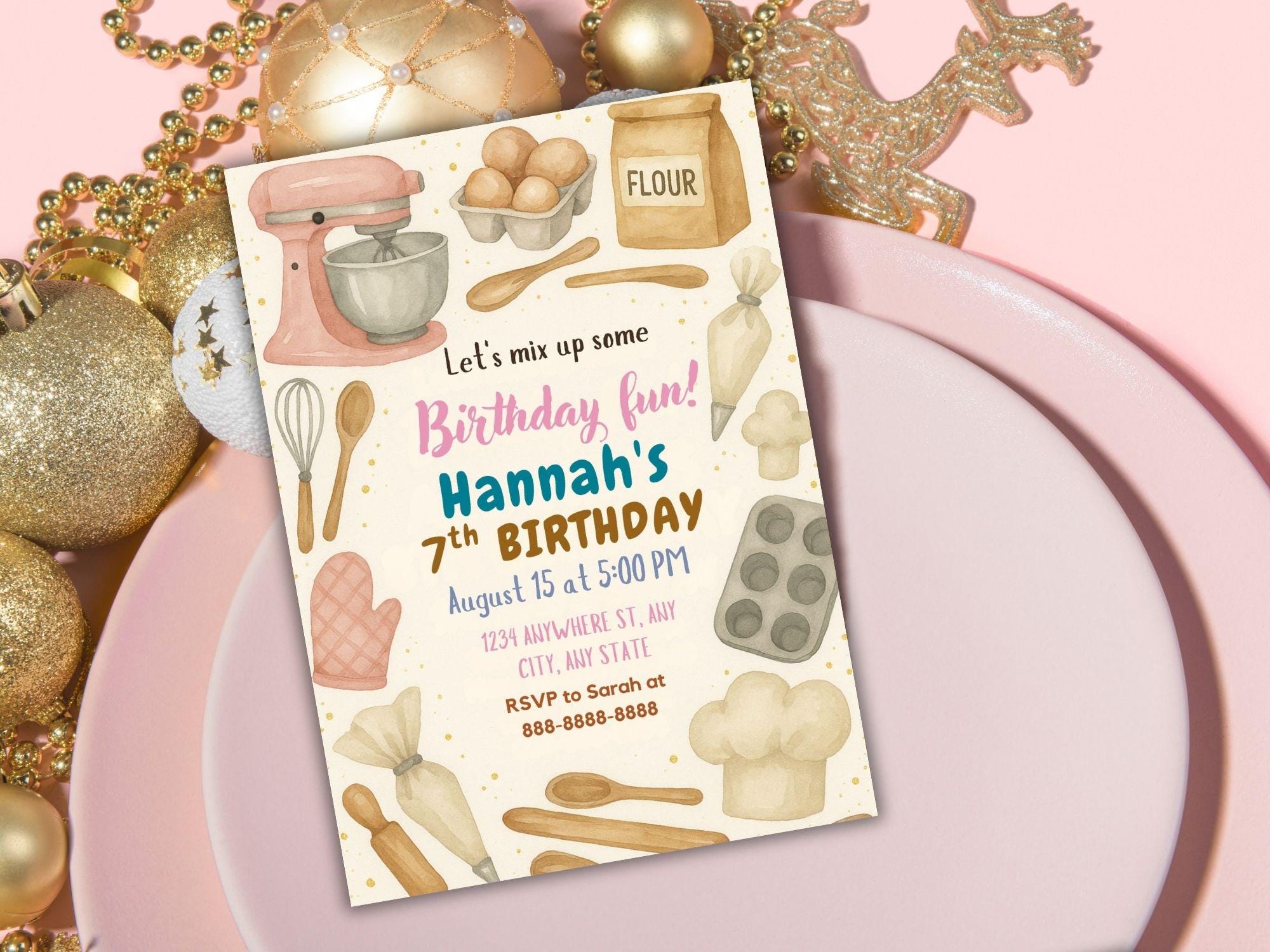 Editable Baking Birthday Invitation Template, Cooking Birthday Invite ...