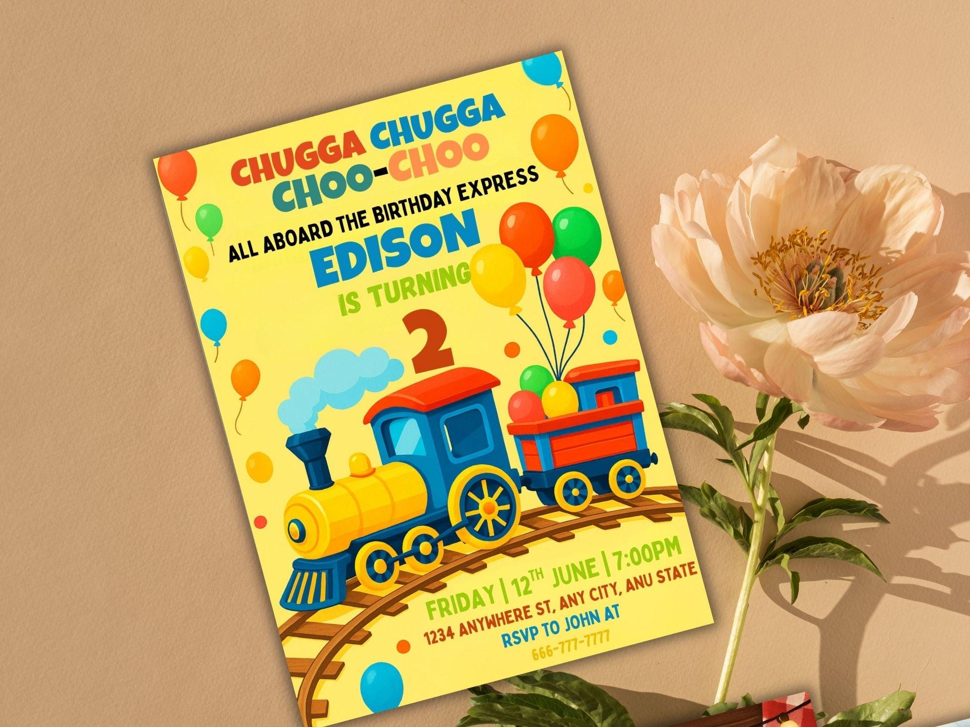 Editable Train Birthday Invitation Template, Toy Train Invitation ...