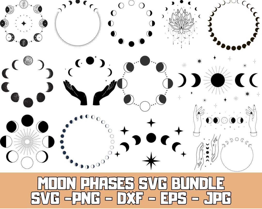 Moon Phase SVG Bundle: Lunar Crescent Clip Art (digital Download) - Etsy