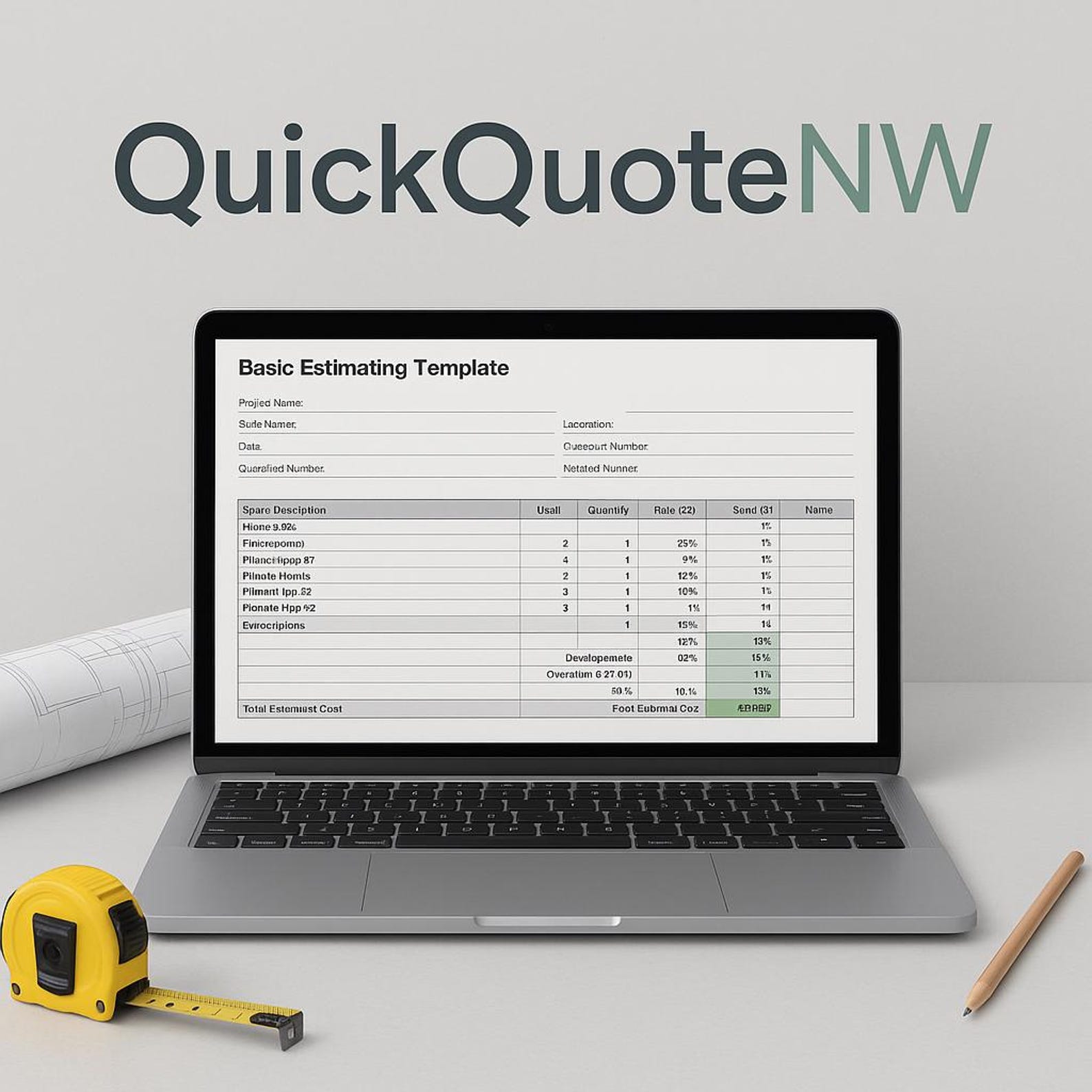 Basic Construction Estimate Template - Small Builders & Contractors - Etsy