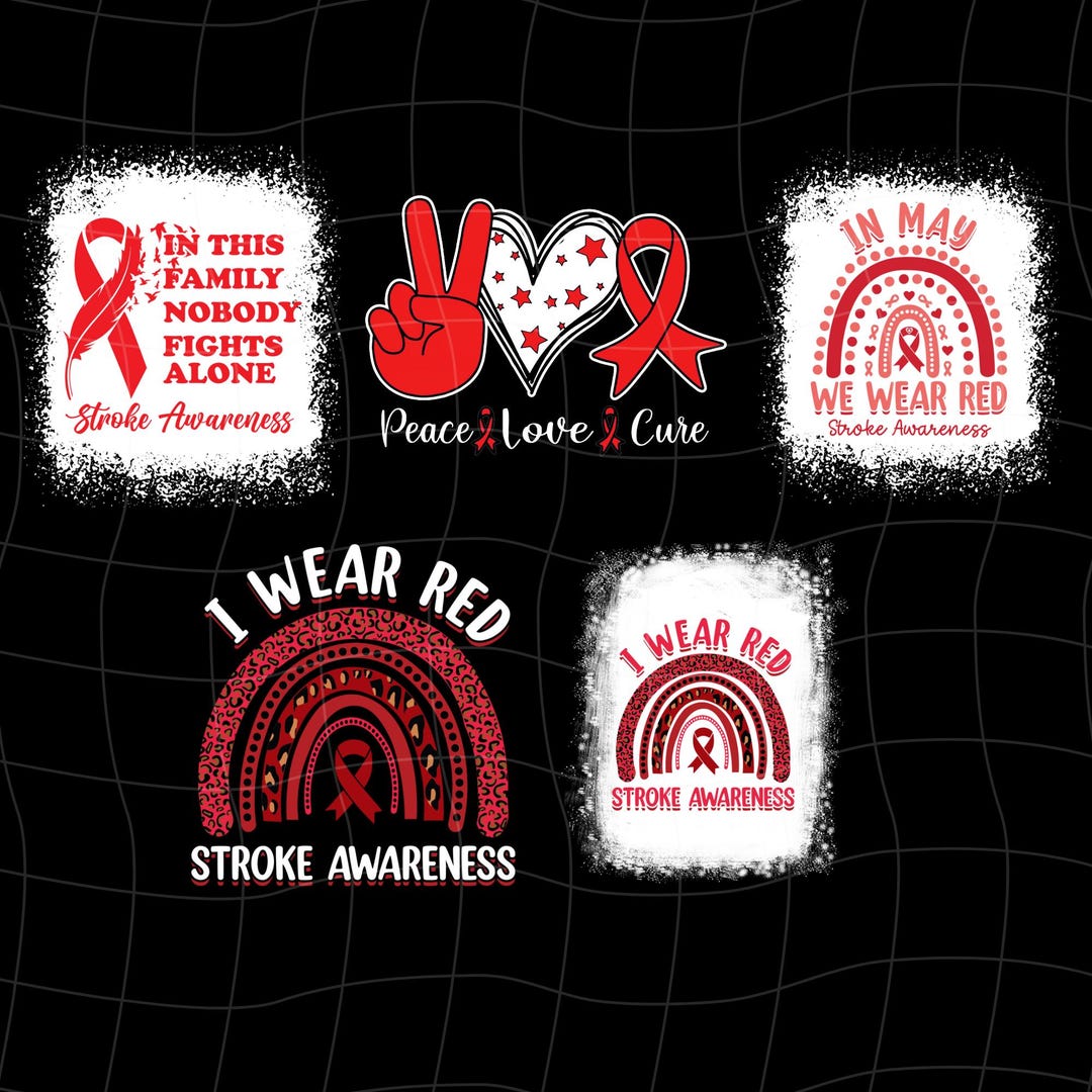 Stroke Awareness Png Bundle, Stroke Ribbon Png, Red Ribbon Png, Stroke ...