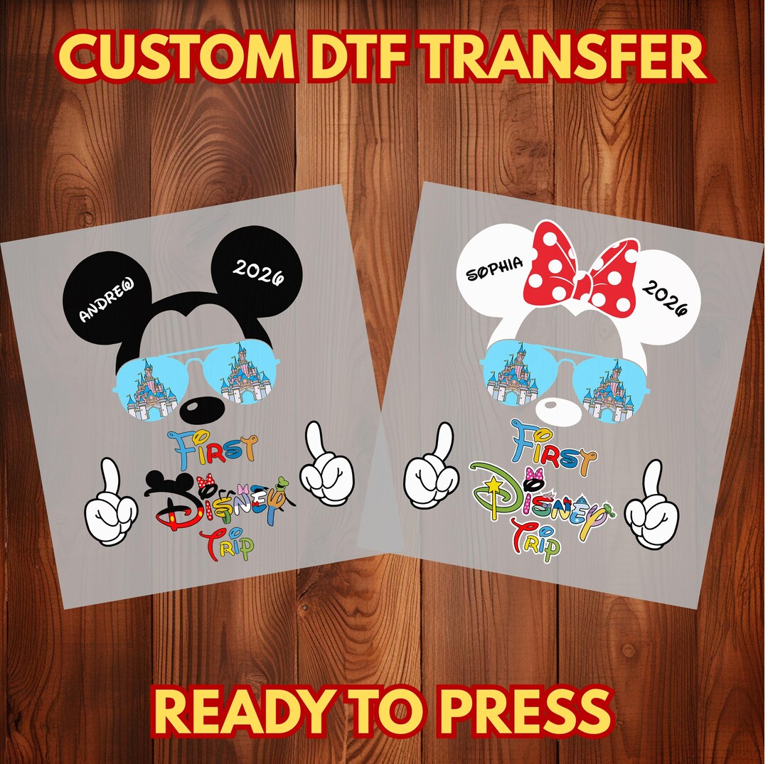 Custom Disney DTF Transfer for Family Trip 2026, Personalized Mickey ...