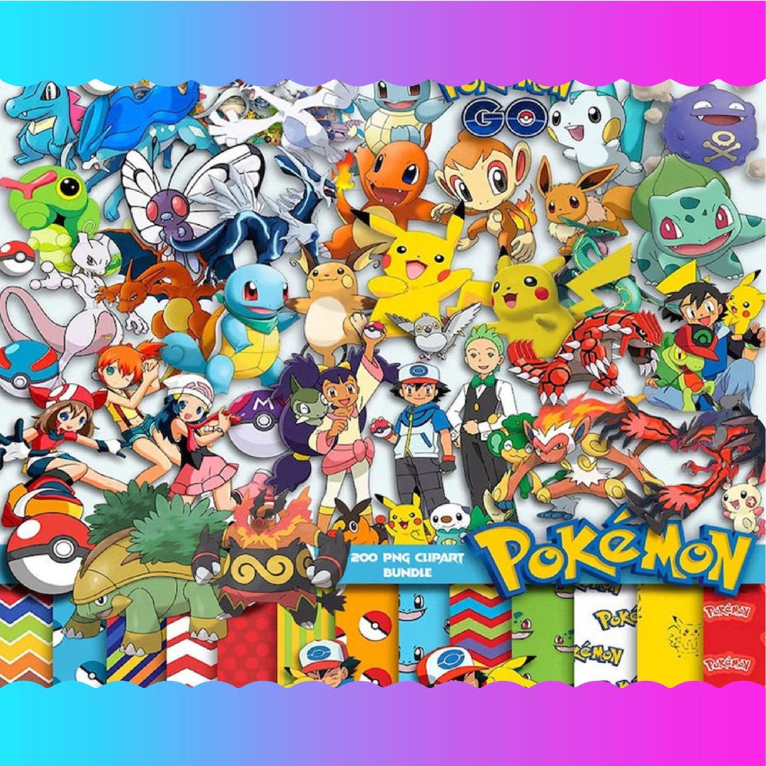 Pokemon PNG Clipart Bundle, 4k Digital Papers, Sublimation Pokeball Png ...