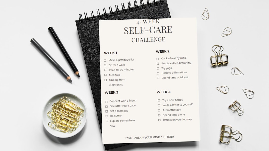 4-week Self-care Challenge: Printable Wellness Journal & Self-love ...