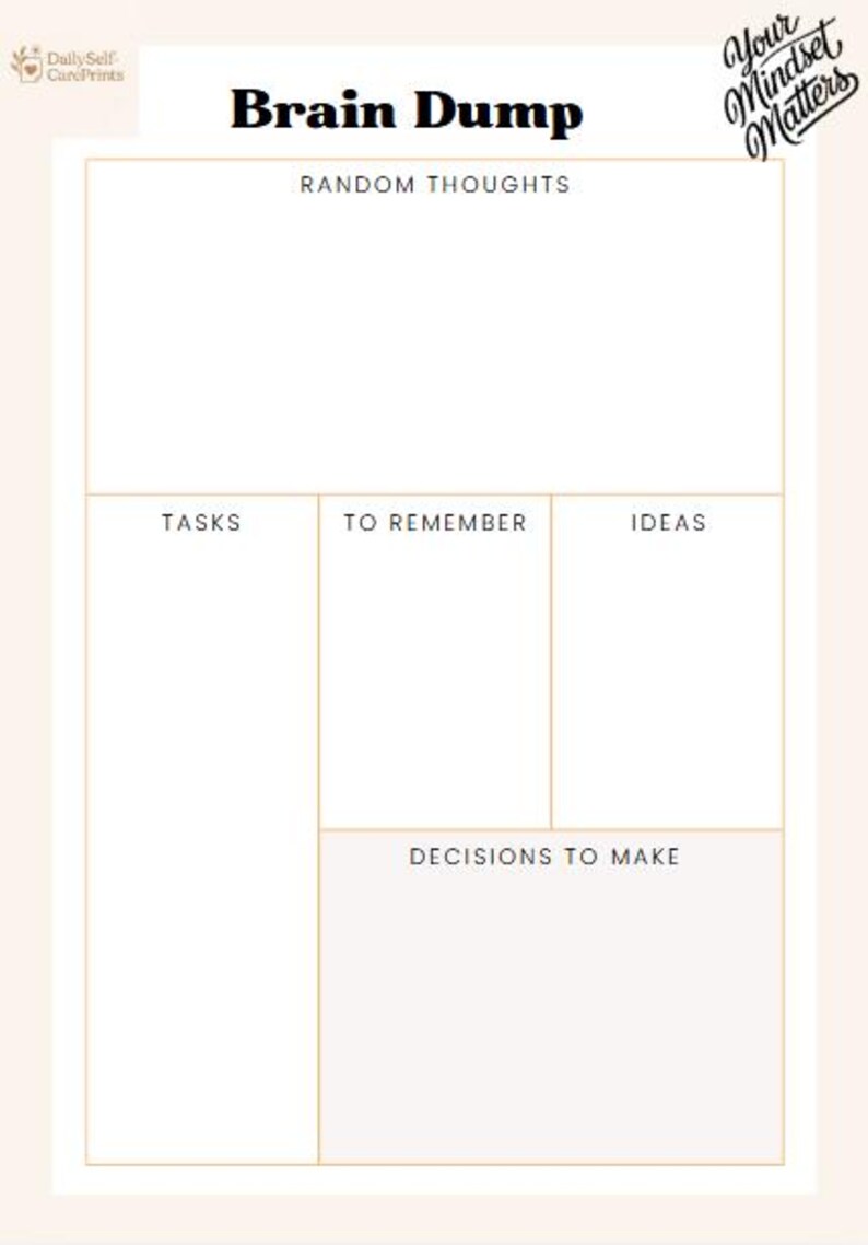 Customizable Brain Dump Template: Personalized Planner Insert for ...