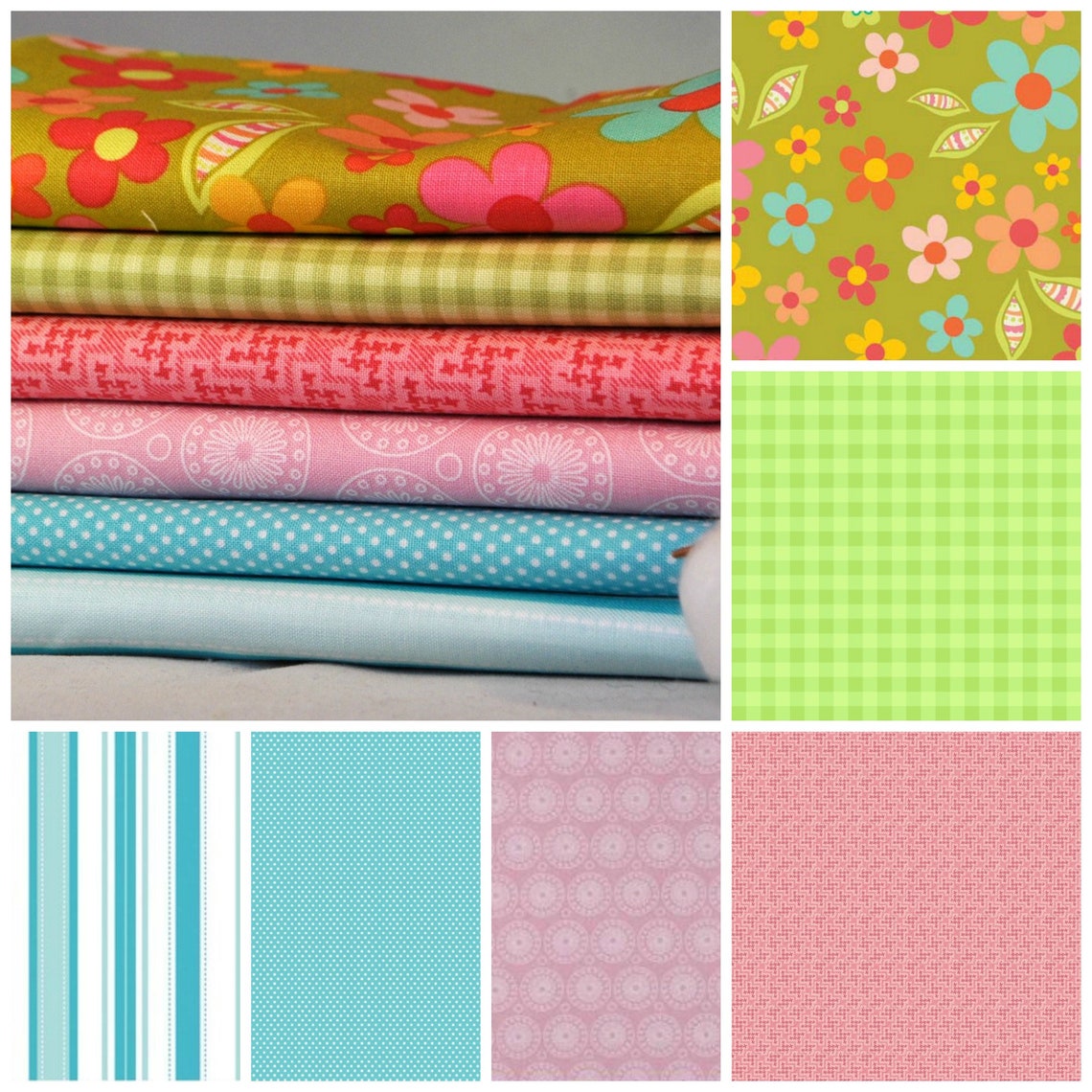 Sweet Nothings 6 Green Fat Quarters Bundle by Zoe Pearn for Riley Blake ...