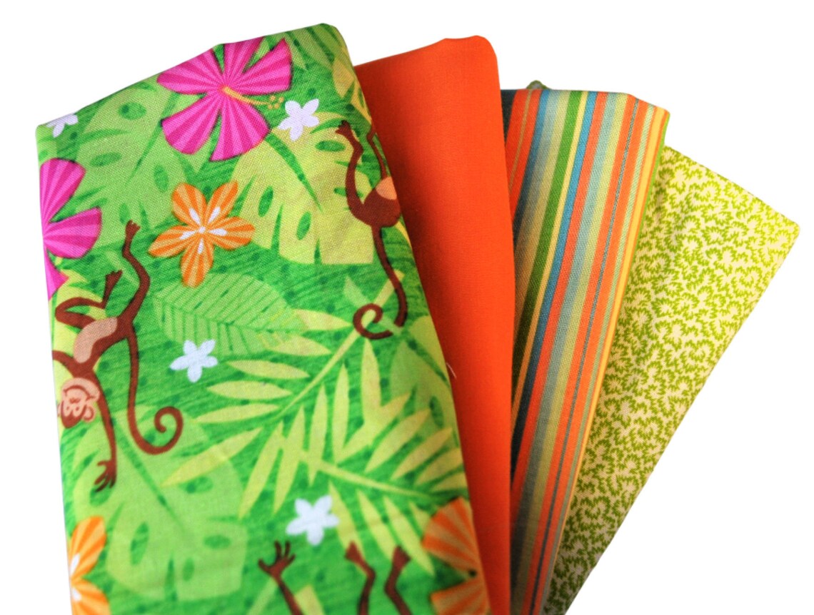 Jungle Monkeys-a 4 Fat Quarters Bundle 1 Yard Total | Etsy
