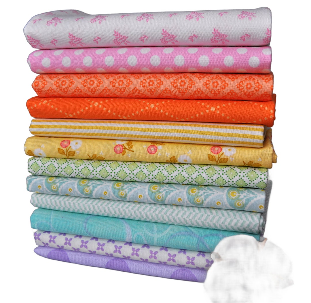 Designer Fabric Bundle Pastel 12 Fat Quarters, 3 Yards Total, Free ...