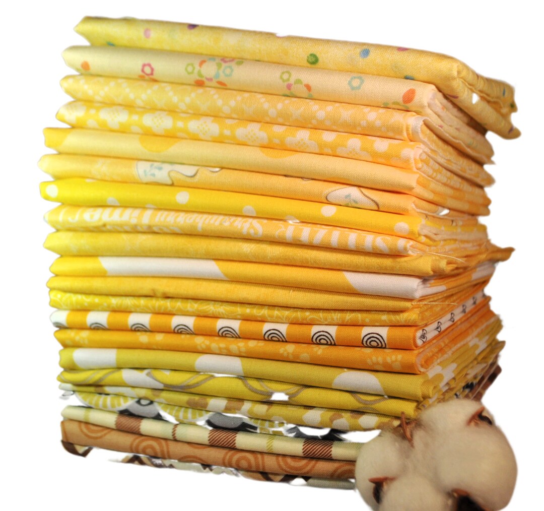 Designer Fabric Scraps Color Bundle Yellow, 10 Fat Eighths, 1 1/4 Yards ...