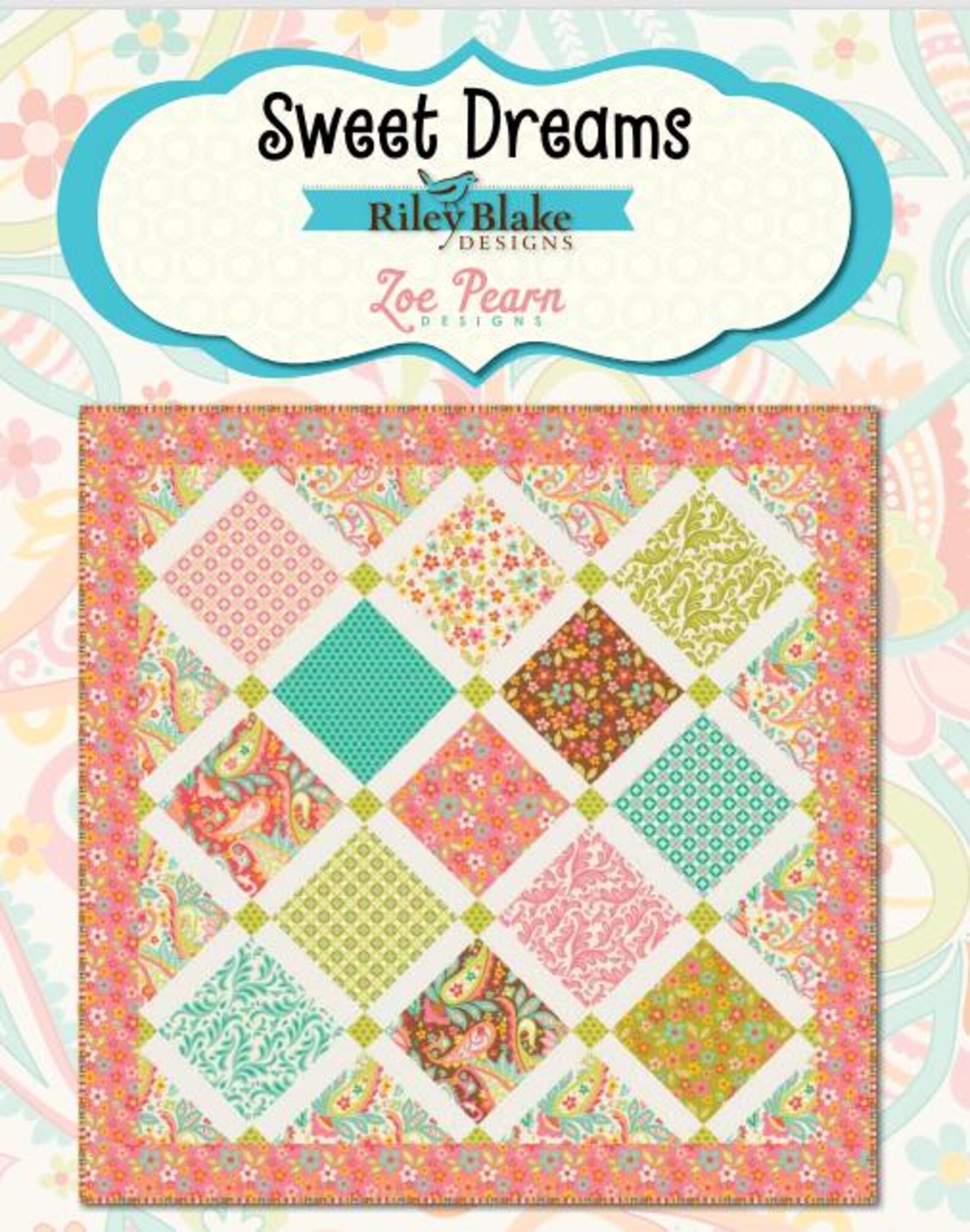 Sweet Nothings Blue Sweet Diamonds by Zoe Pearn Designs for Riley Blake ...