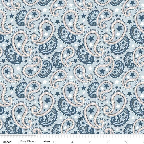Super Star Blue Paisley by Zoe Pearn of My Mind's Eye for | Etsy