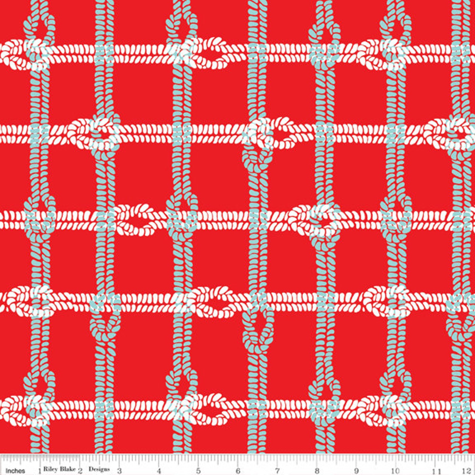 Maritime Modern Knotty Plaid Red by Marin Sutton for Riley Blake, 1/2 ...