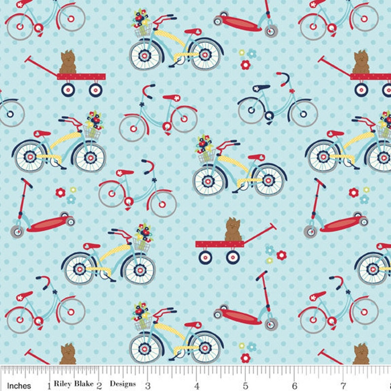 Dress up Days Blue Bikes by Doohikey Designs for Riley Blake, 1/2 Yard ...