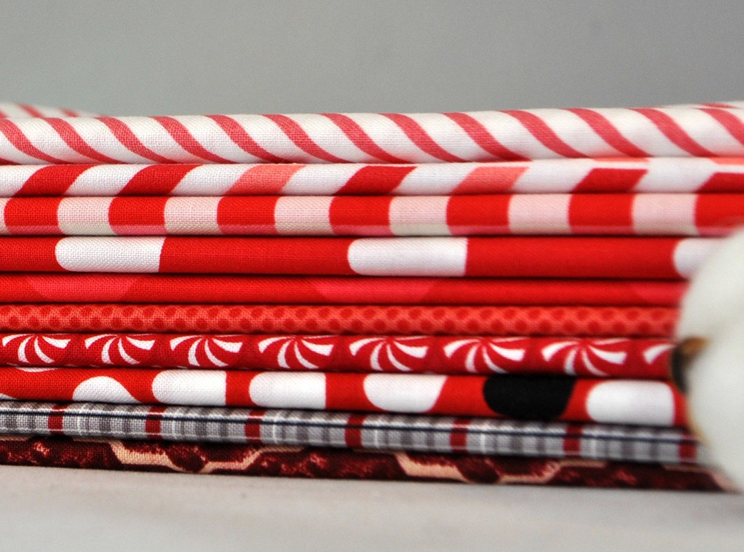 Fabric Scraps Color Bundle Red, 10 Fat Eighths, 1 1/4 Yards Total, Free ...