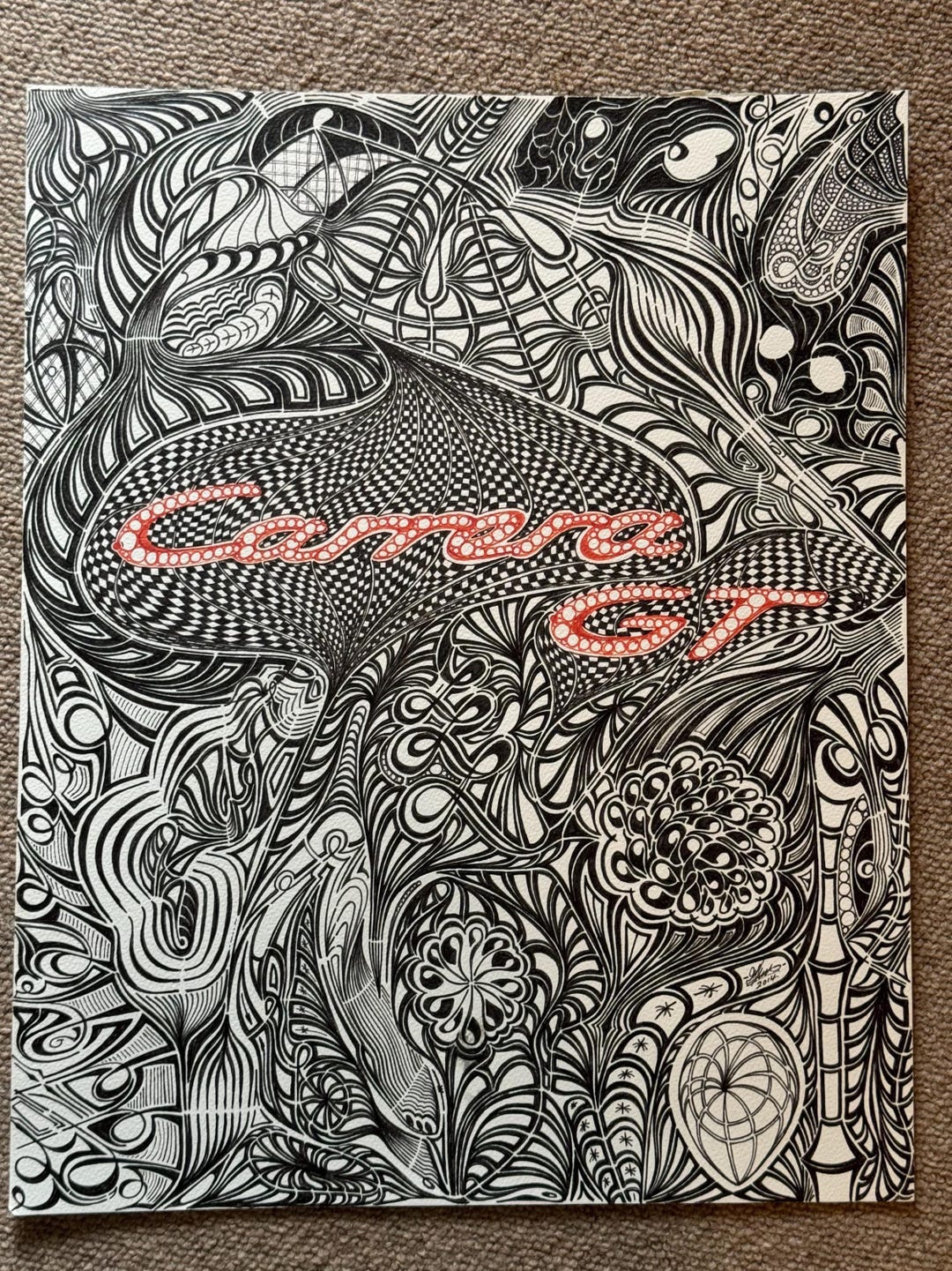 Porsche Carrera Gt Hand Drawn Doodle Art Car Drawing Painting Pen and ...