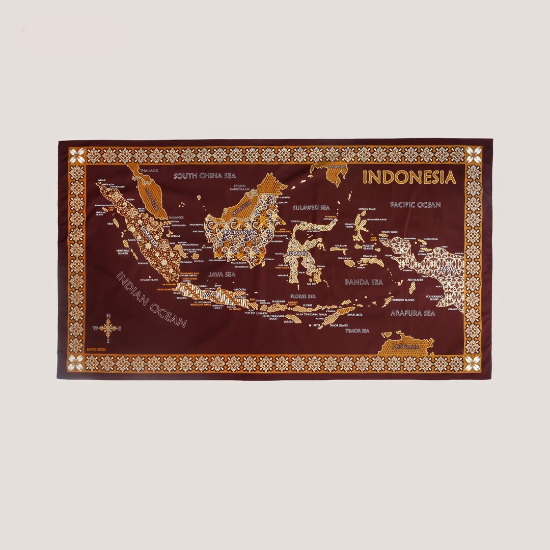 Indonesian Batik Wall Hanging – Map of Indonesia Textile Art - Etsy