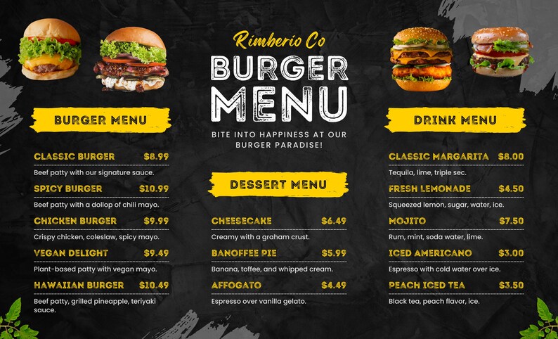 Custom Restaurant Menu Design | Printable Digital Menu for Cafe ...
