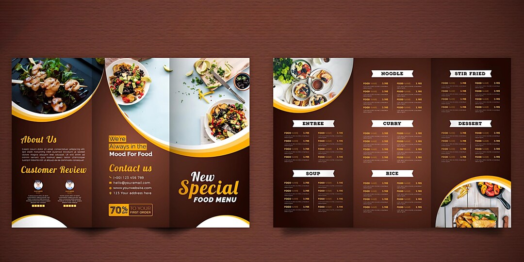 Custom Restaurant Menu Design | Printable Digital Menu for Cafe ...