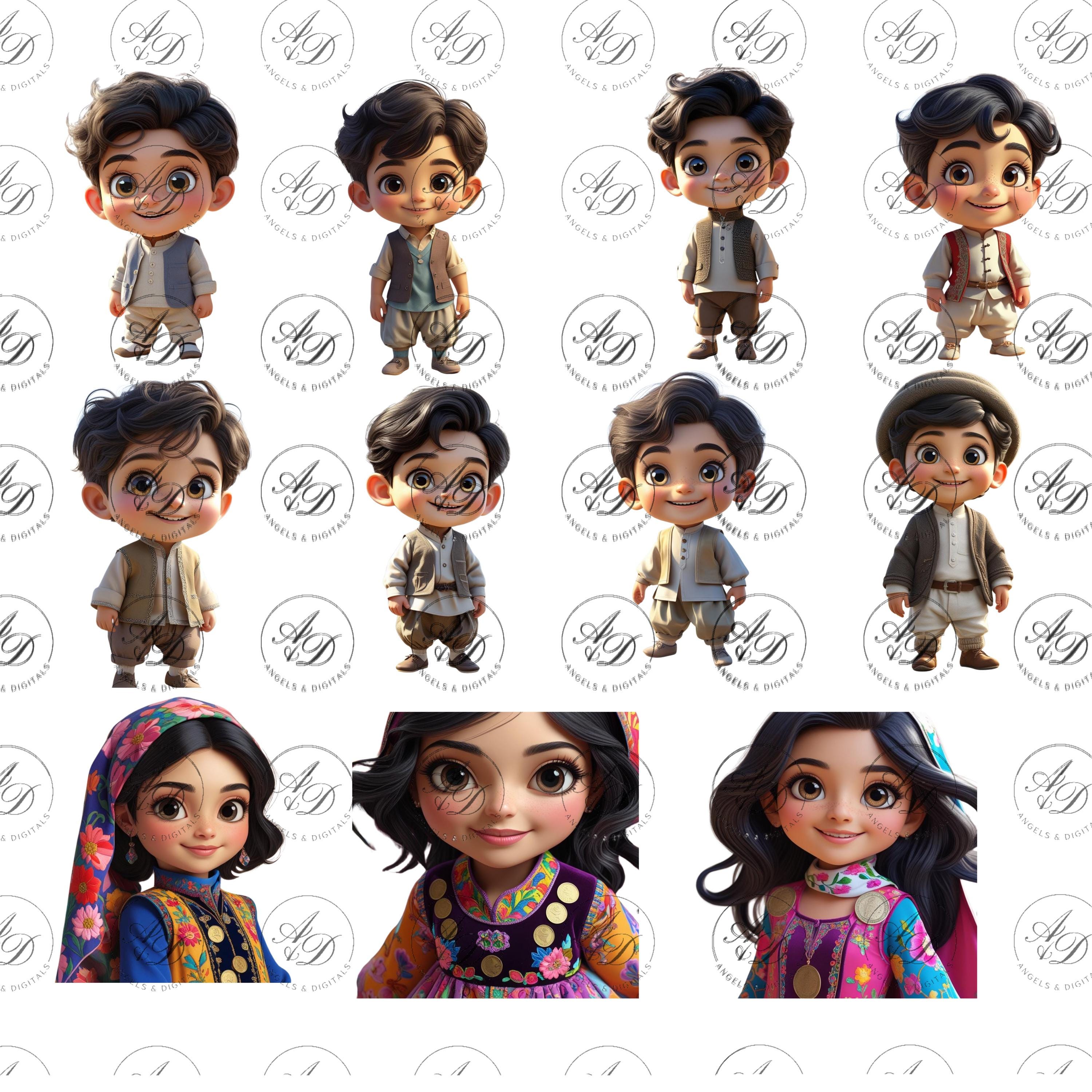 Iranian Persian Children Clipart PNG Cute Kids Illustration Middle ...
